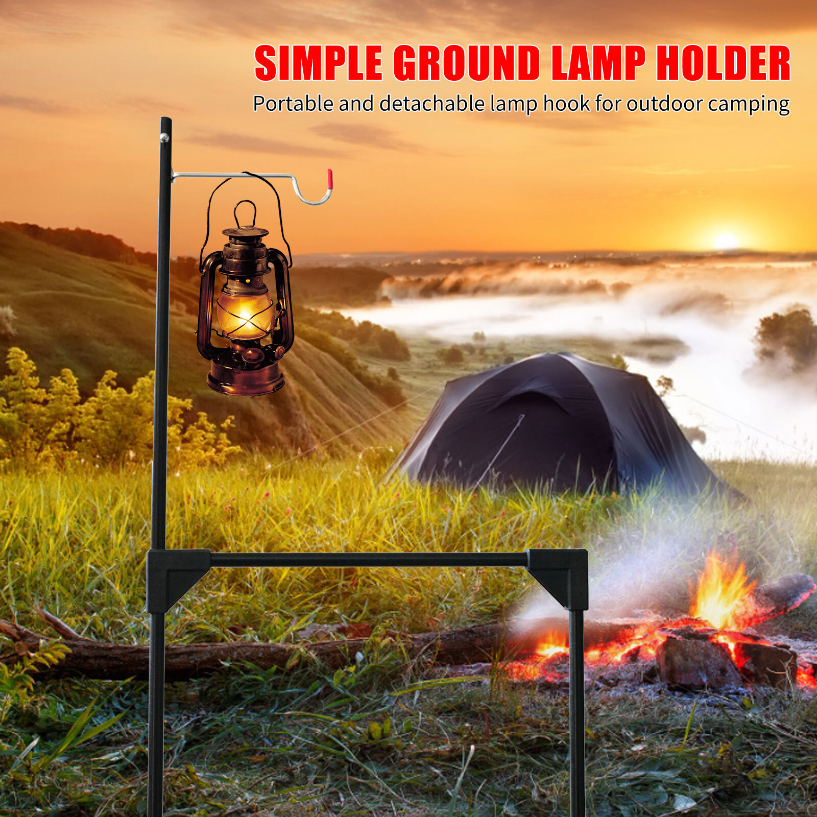 Desktop Shelf with Lamp Pole - Pack of 2 Portable Desk with Lantern ...