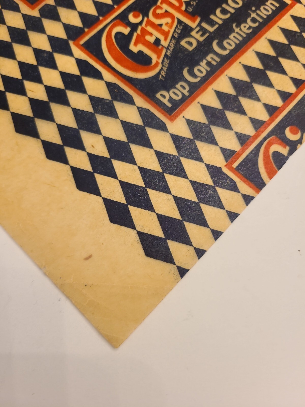 Vintage 1926 Crispettes Delicious Pop Corn Confection Wax Paper~ 8" x ...