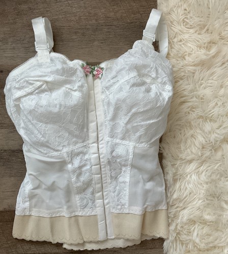 Vintage New Sculptress White Lace Longline Bra w/Banderin Insert Size ...