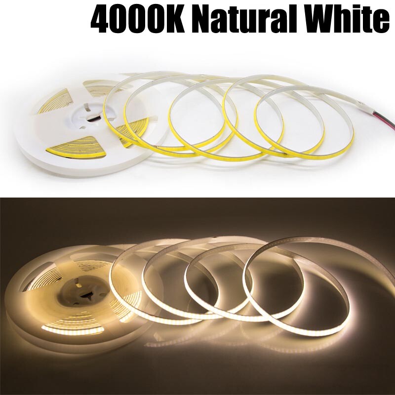 COB LED Strip Light Monochrome 5mm 5V 12V DIY Lighting Flexible Tape ...