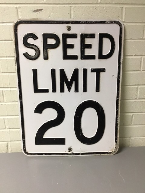 ANTIQUE VINTAGE EMBOSSED SPEED LIMIT 20 ROAD SIGN 24” X 18” 20 MPH ...