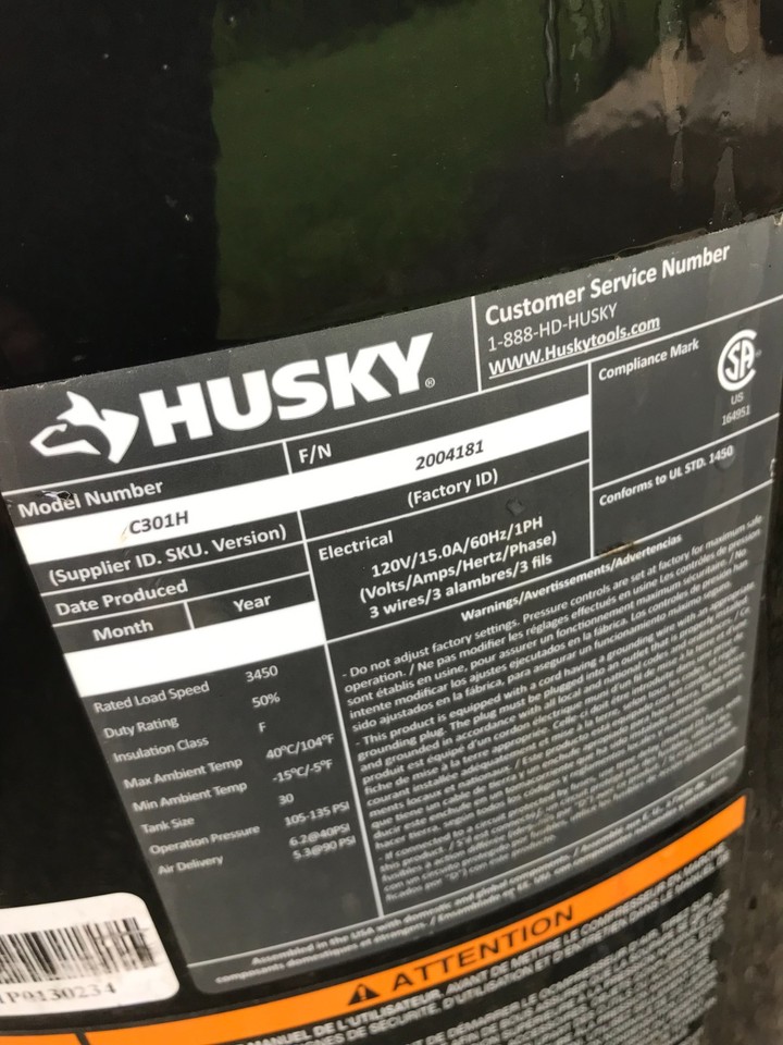 b2 HUSKY c301h 30g air compressor Pneumatic Tire & Wheel 4.10/3.50-4 | eBay
