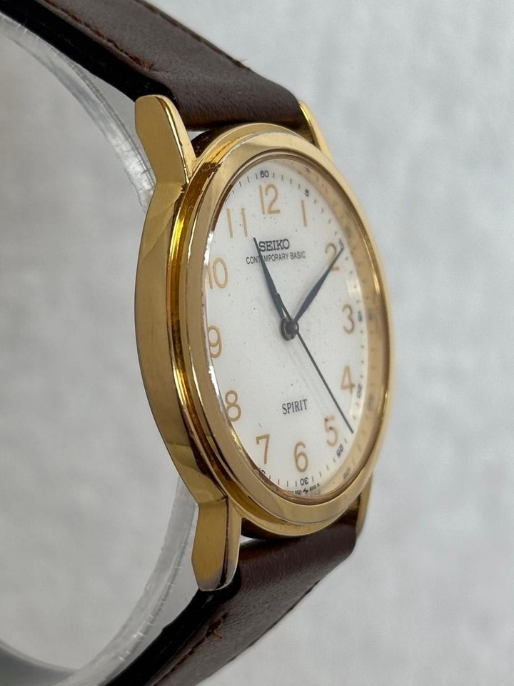 Beauty SEIKO Spirit Quartz 5S21 6000 Sweep Seconds Dial White Working ...