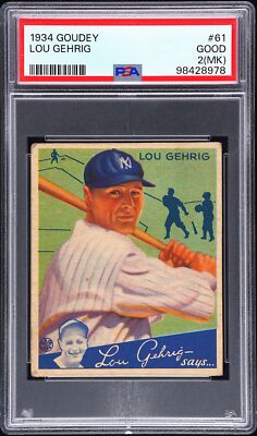 1934 GOUDEY #61 LOU GEHRIG PSA 2 MK | eBay