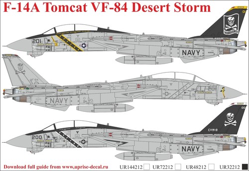 1:32 Decal F-14A Tomcat VF-84 Desert Storm (FFA film) UpRise Decals ...
