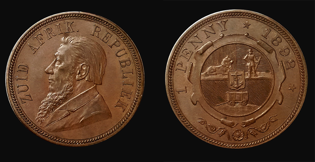 South Africa 1892 Penny Superb, Brown, Sharp, Luster Fields, High Grade ...