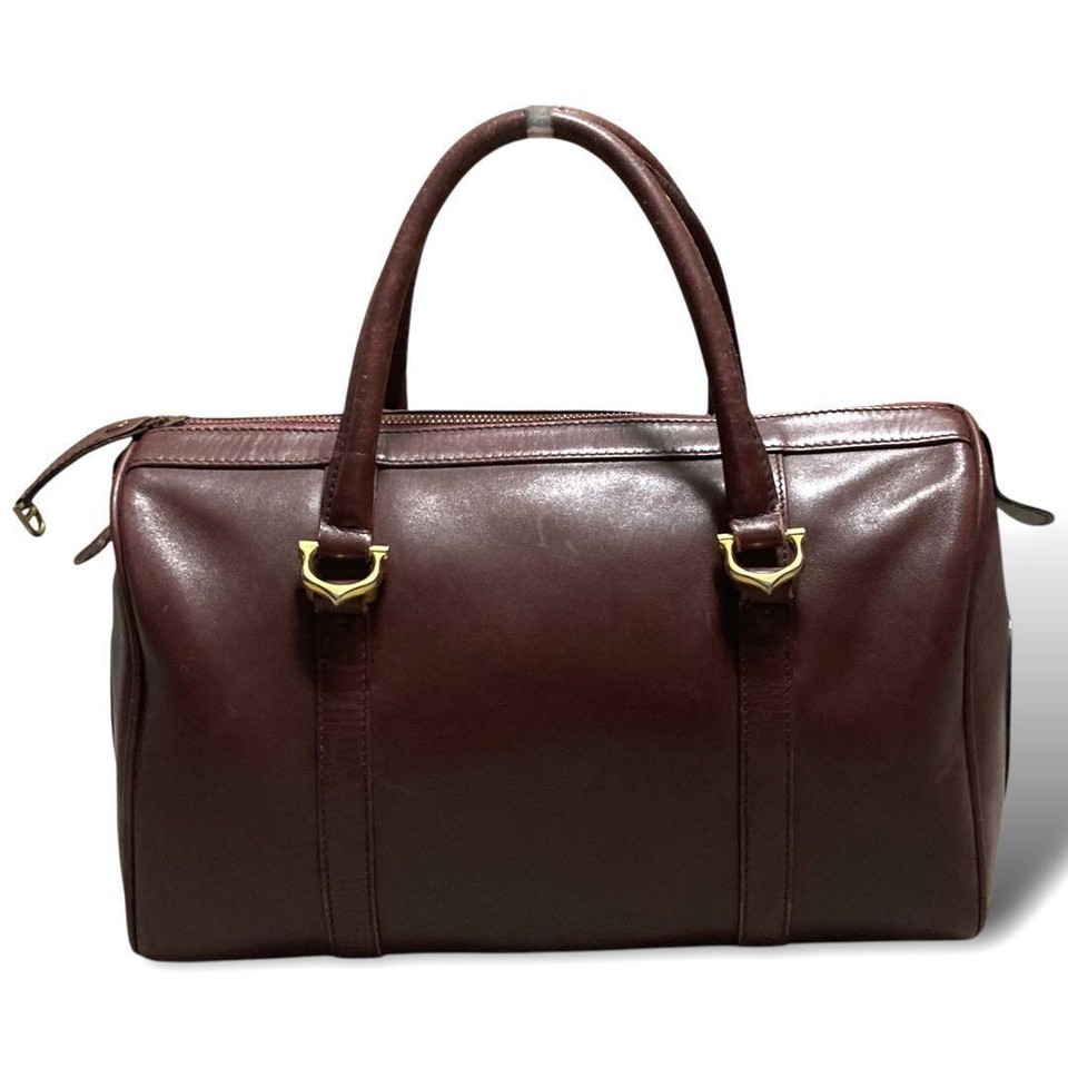 Cartier Boston Bag Must Line Gold Hardware Leather Bordeaux | eBay