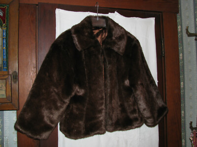 Women's CEJON Accessories Brown Faux Fur 3/4 Sleeve Jacket Size Lg. | eBay