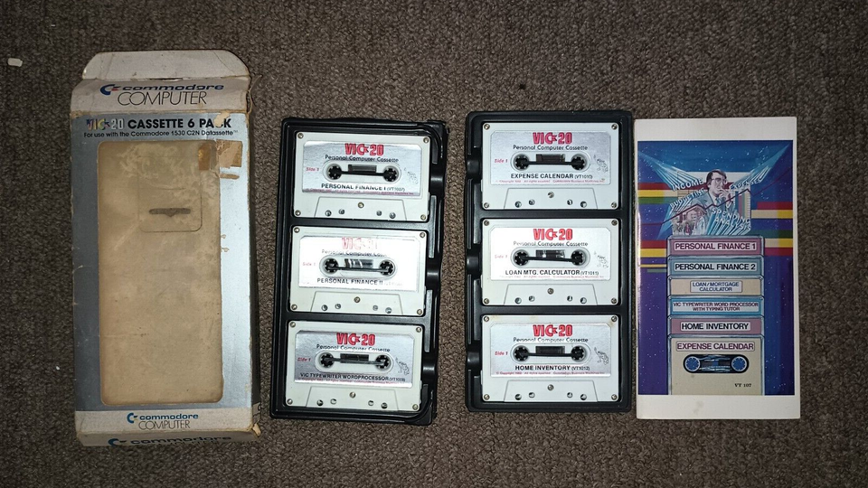 VIC-20 Commodore Cassette 6 Pack 1530 C2N, Personal Finance, Word ...