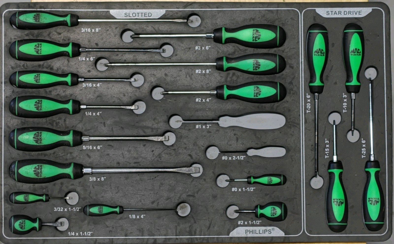 Mac Tools Macsimizer 20pc Screwdriver Set. Neon Green. (Missing 2) | eBay