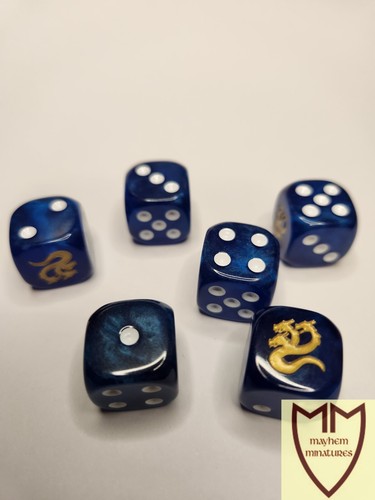 Alpha Legion , Dice x 6 Blue / White, Warhammer Dice D6 16mm Tabletop ...