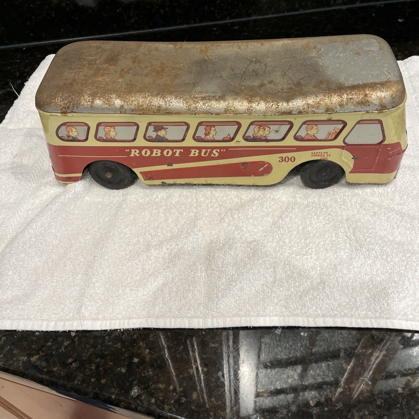 VINTAGE ROBOT BUS 300 WOODHAVEN METAL TIN WINDUP TOY | eBay