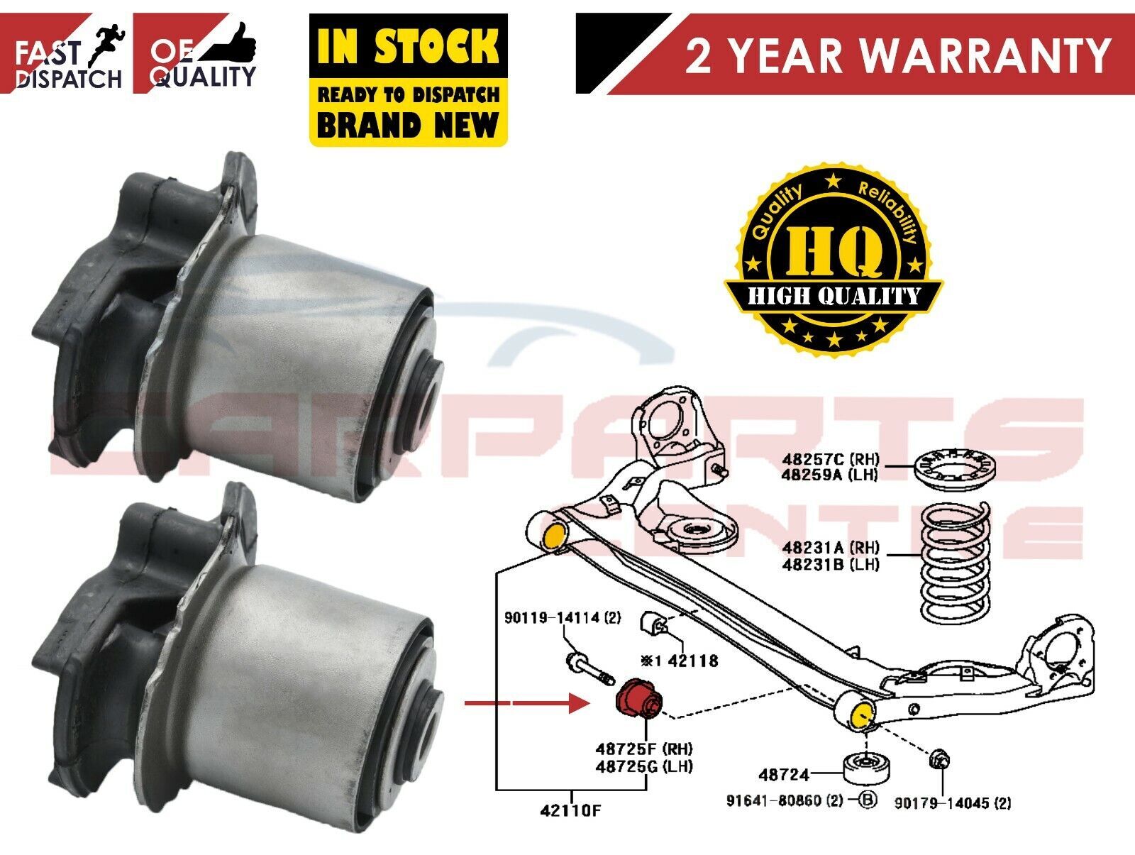 Rear Suspension Arm Beam Axle Bush Set For Toyota Alphard Avensis ...