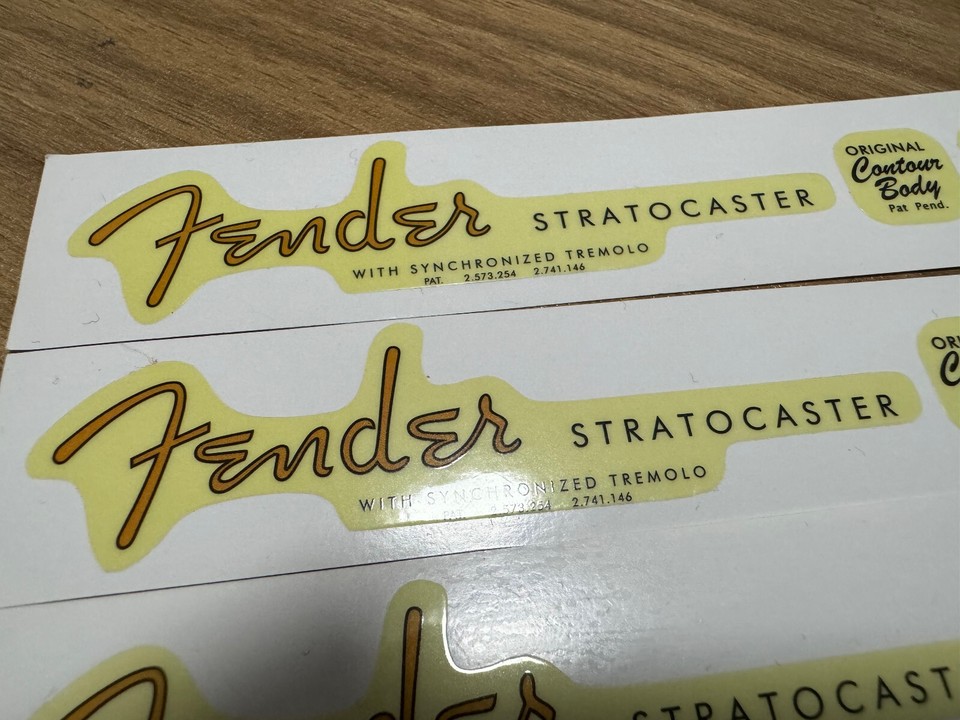3Pcs Retro FENDER STRATOCASTER Guitar UV Transfer Headstock RAISED ...