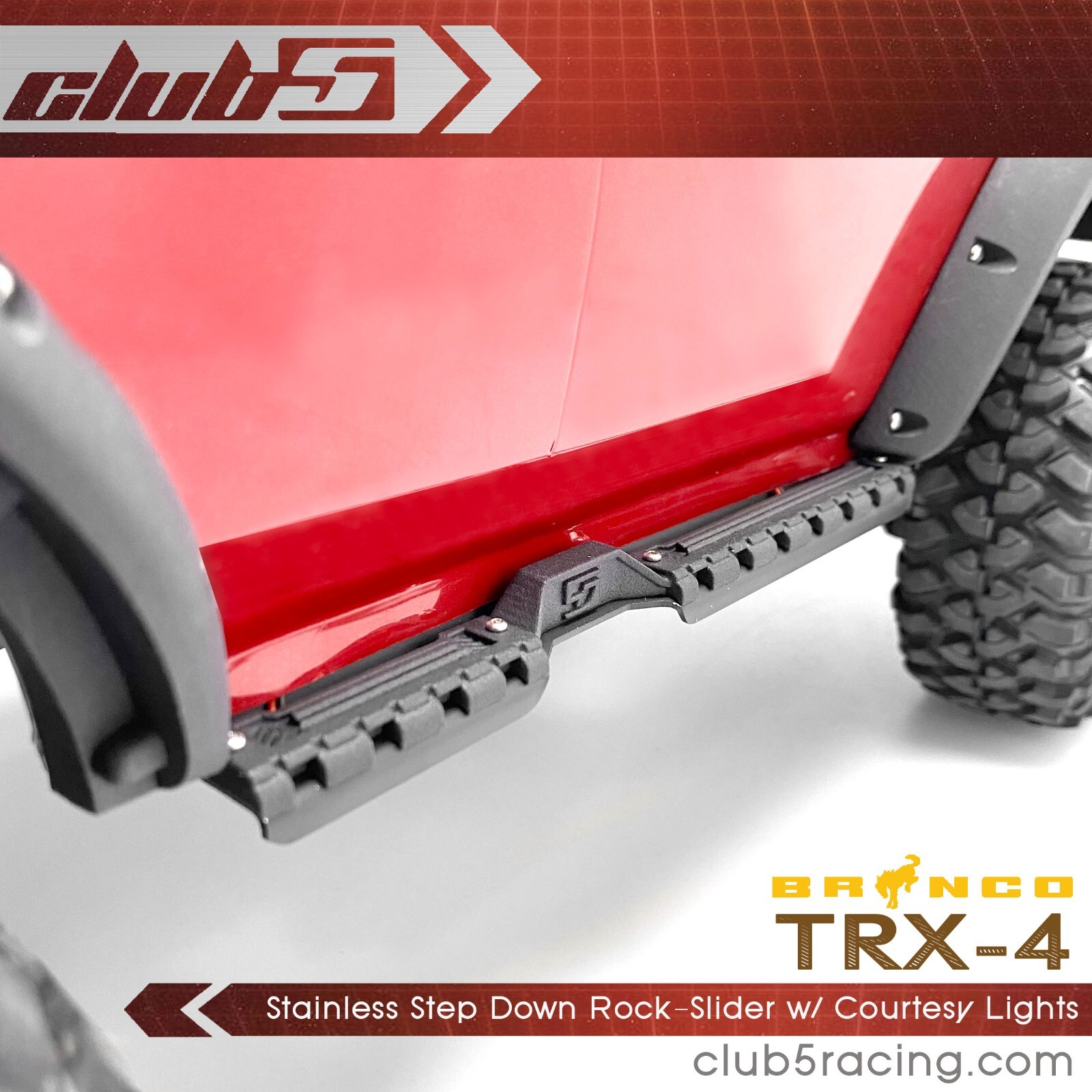 Stainless Step Down Rock-Slider w/ Courtesy Lights for Traxxas TRX-4 ...