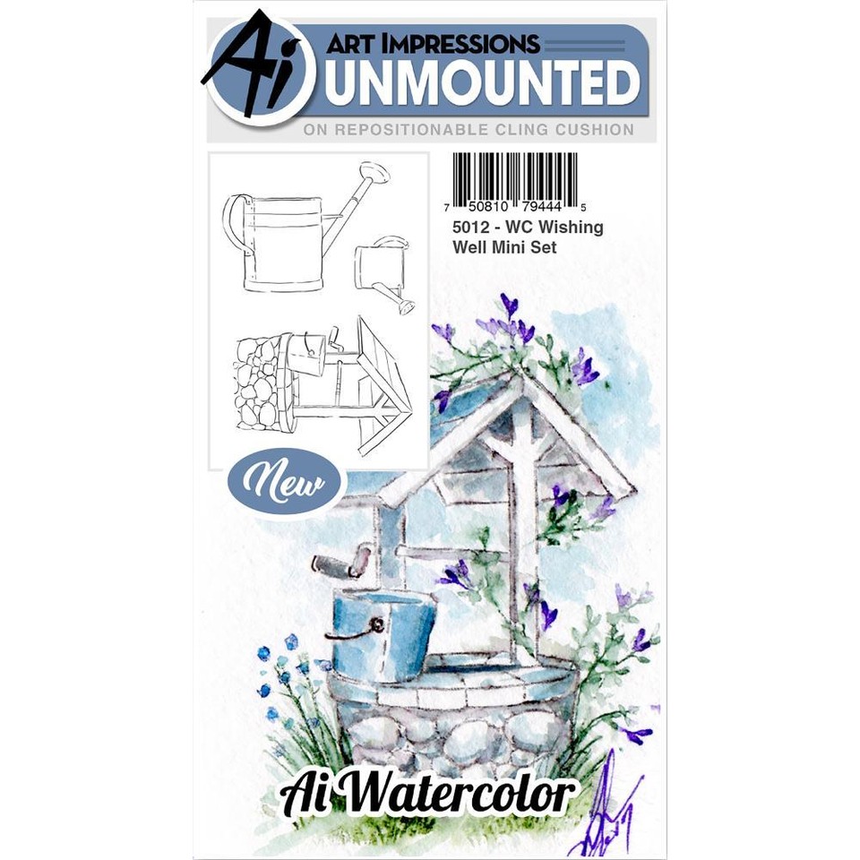 Art Impressions Watercolor Stamp Set Flowers Foliage, Trees, Birdhouse ...