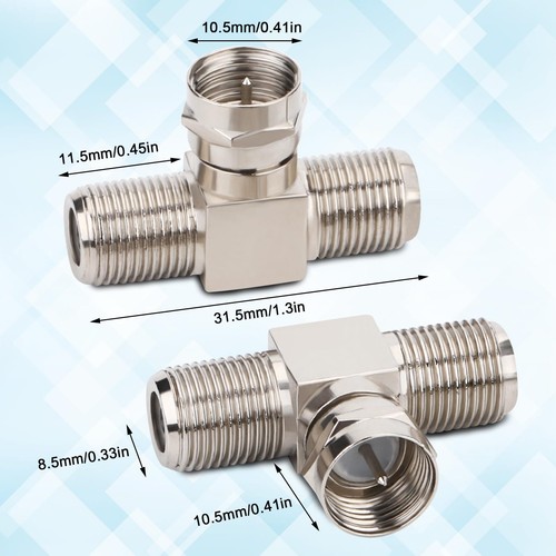 4 Pack F-Type Coax Cable Splitter Combiner Adapter 3 Way F Type ...