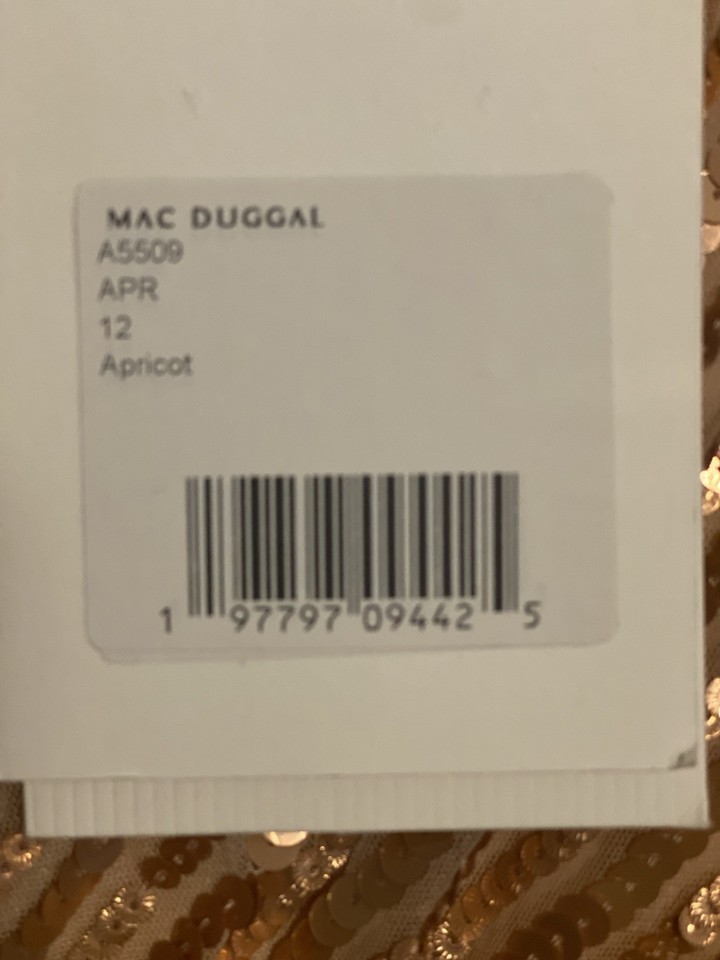 Mac Duggal A5509 Sz 12 Apricot Sequin Formal Gown (sequins missing) | eBay