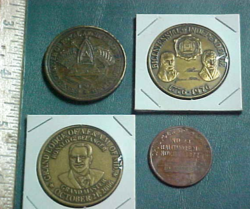 Lot of 4 Masons Challange Coins~Tokens w/ Druid One Penny -Maryland ...