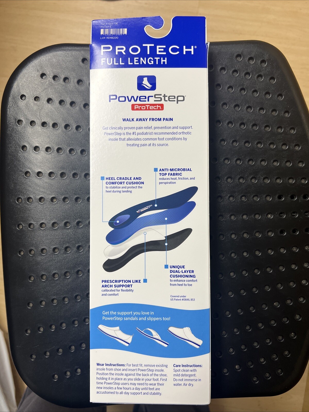 Powerstep Protech Full Length Orthotic Insoles - Blue, Size: E (M 8-8 1 ...