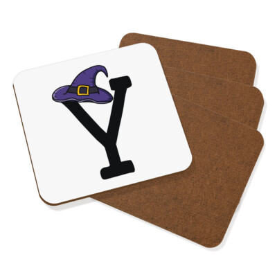 Letter Y Witches Wizard Hat Coaster Drinks Mat Set Of 4 Witch Halloween ...