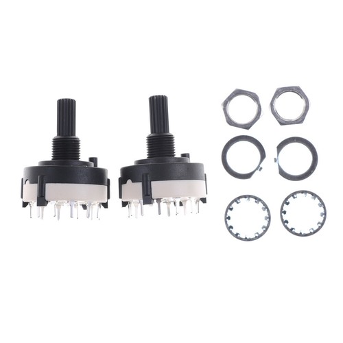 2x 1 Pole 12 Position Panel PCB Wiring Rotary Switch 18 Teeth Shaft ...