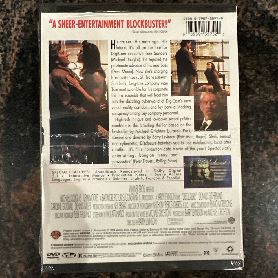 Disclosure (DVD, 1997, Standard and letterbox) Michael Douglas. Demi ...