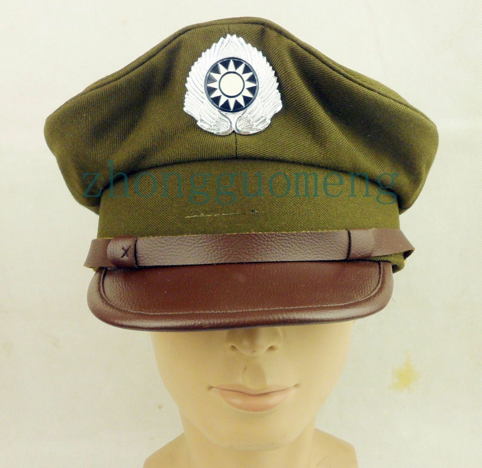 WWII CHINESE kuomintang army Officer Crusher Hat Cap With BADGE size L ...