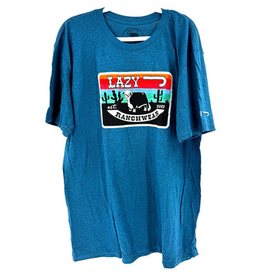 NEW Lazy J Ranch Wear Hereford Sky T-Shirt Mens 2XL Blue Cowboy Western ...