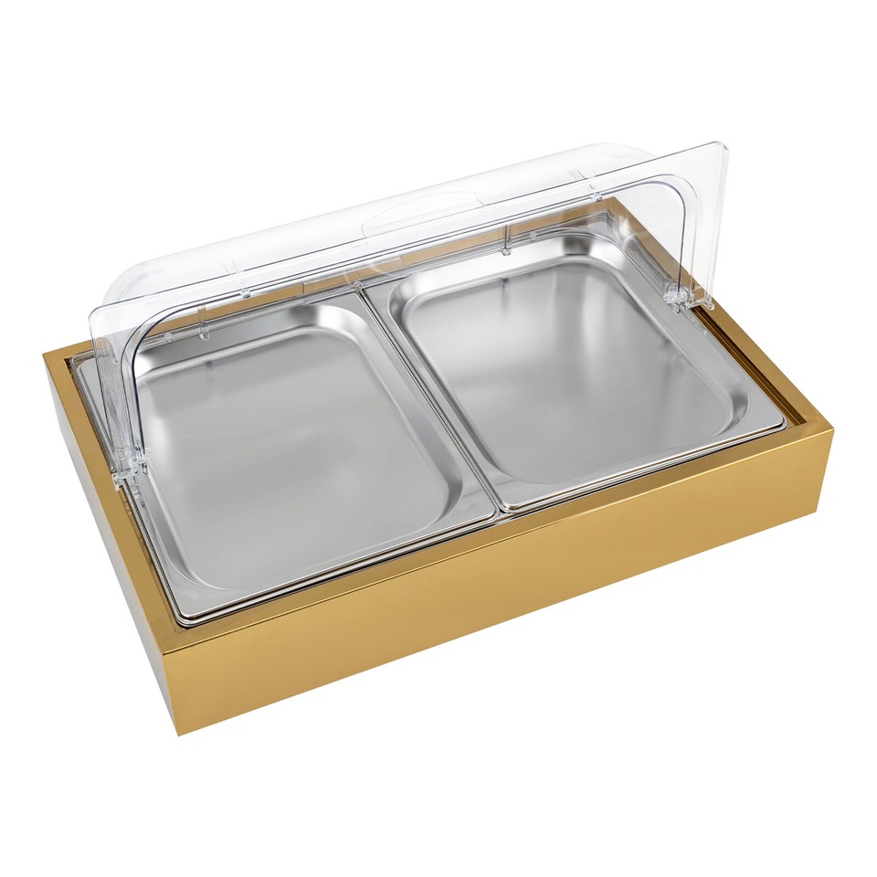 2-Compartments Buffet Cold Serving Plate Dishes Ice Food Serving ...