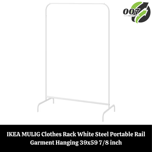 IKEA MULIG Clothes Rack White Steel Portable Rail Garment Hanging 39x59 ...