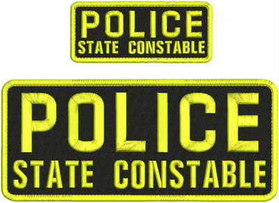 POLICE STATE CONSTABLE embroidery Patches 4x10 and 2x5 hook on back BLK ...