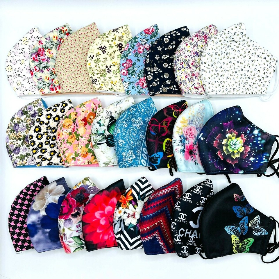 [3 PACK] Face Masks FASHION Polyester/Cotton Triple-Layer Washable - US ...