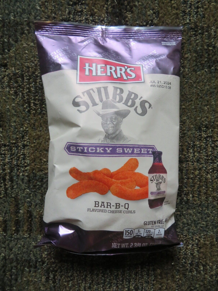(5) Bags Herr's Stubb's Sticky Sweet Bar-B-Q Flavored Cheese Curls 2.75 ...