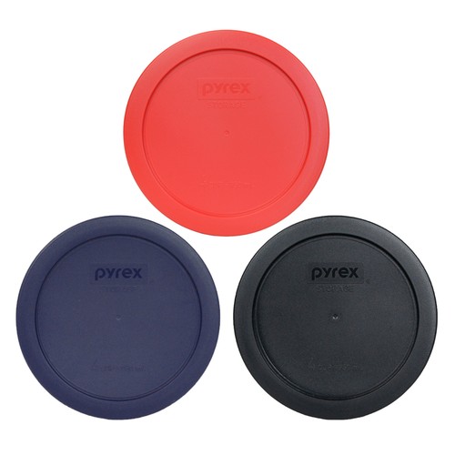 Pyrex 7201-PC 4 Cup Black, Blue and Red Round Replacement Lid 3PK for ...