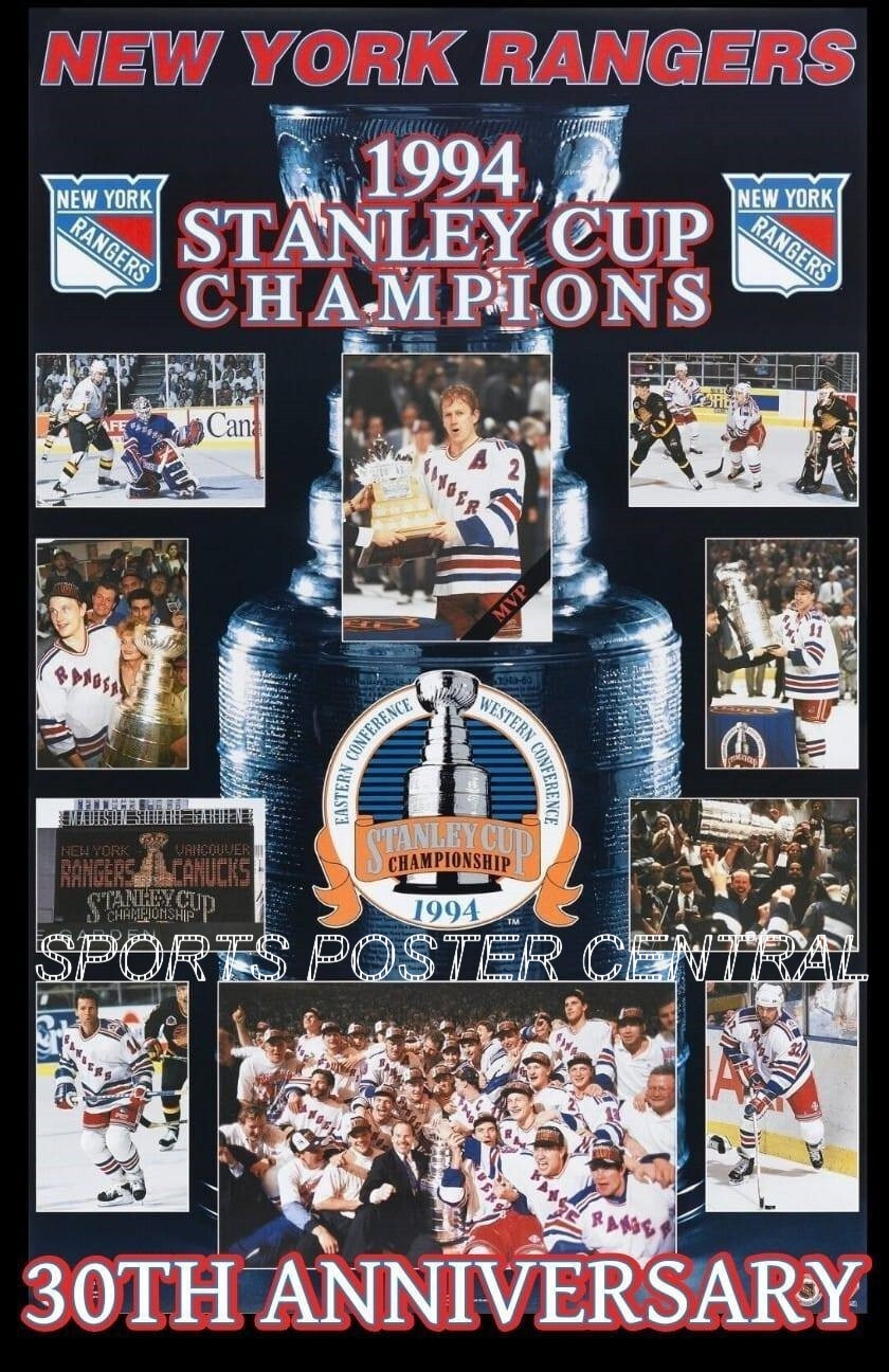 New York Rangers 30th Anniversary 1994 Stanley Cup 11x17 Color Poster ...