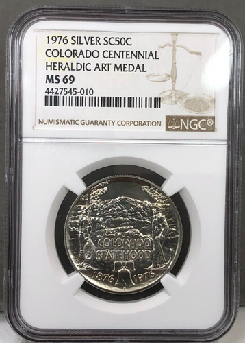 1976 SC50c Silver So-Called 50c Colorado Centennial Heraldic Art Medal ...