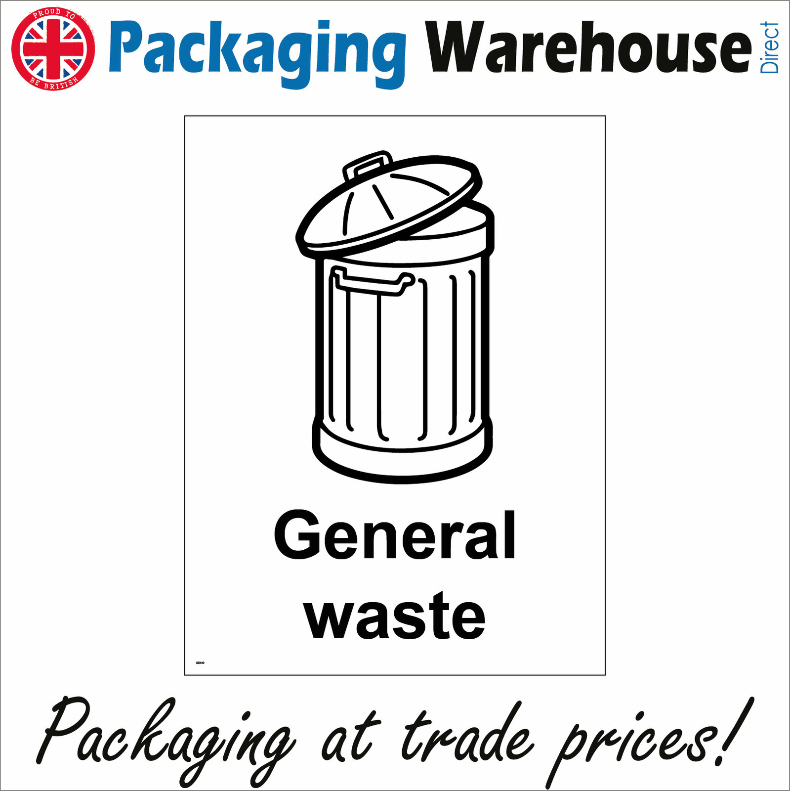 GE480 GENERAL WASTE SIGN RUBBISH GARBAGE RECYCLE TRASH COMPOST REFUSE ...