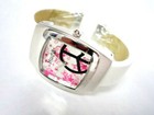 Mudd PEACE SIGN WATCH White Hinged Cuff Bracelet Flowers For Women ...