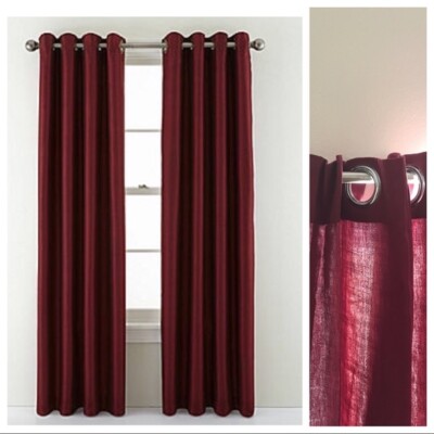Threshold weave textured BRICK RED grommet 84in. window CURTAIN PANEL ...