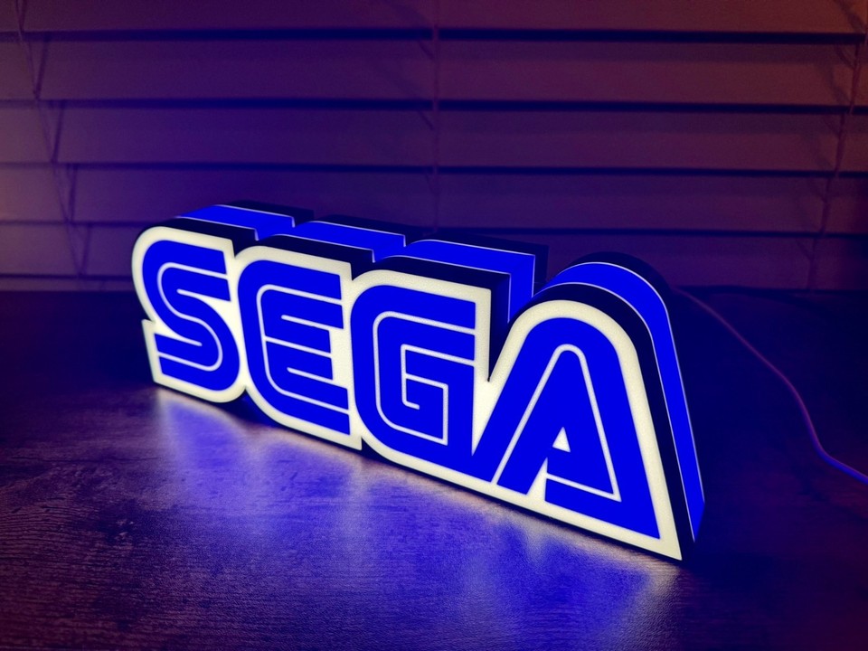 Sega Video Game Led Light Box Sign lamp Sonic Genesis logo - desk and ...