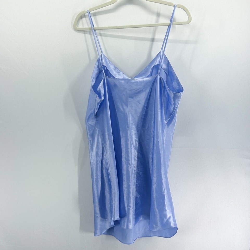Vintage Laura Adams Baby Blue Satin Mini Slip Dress Large Coquette ...