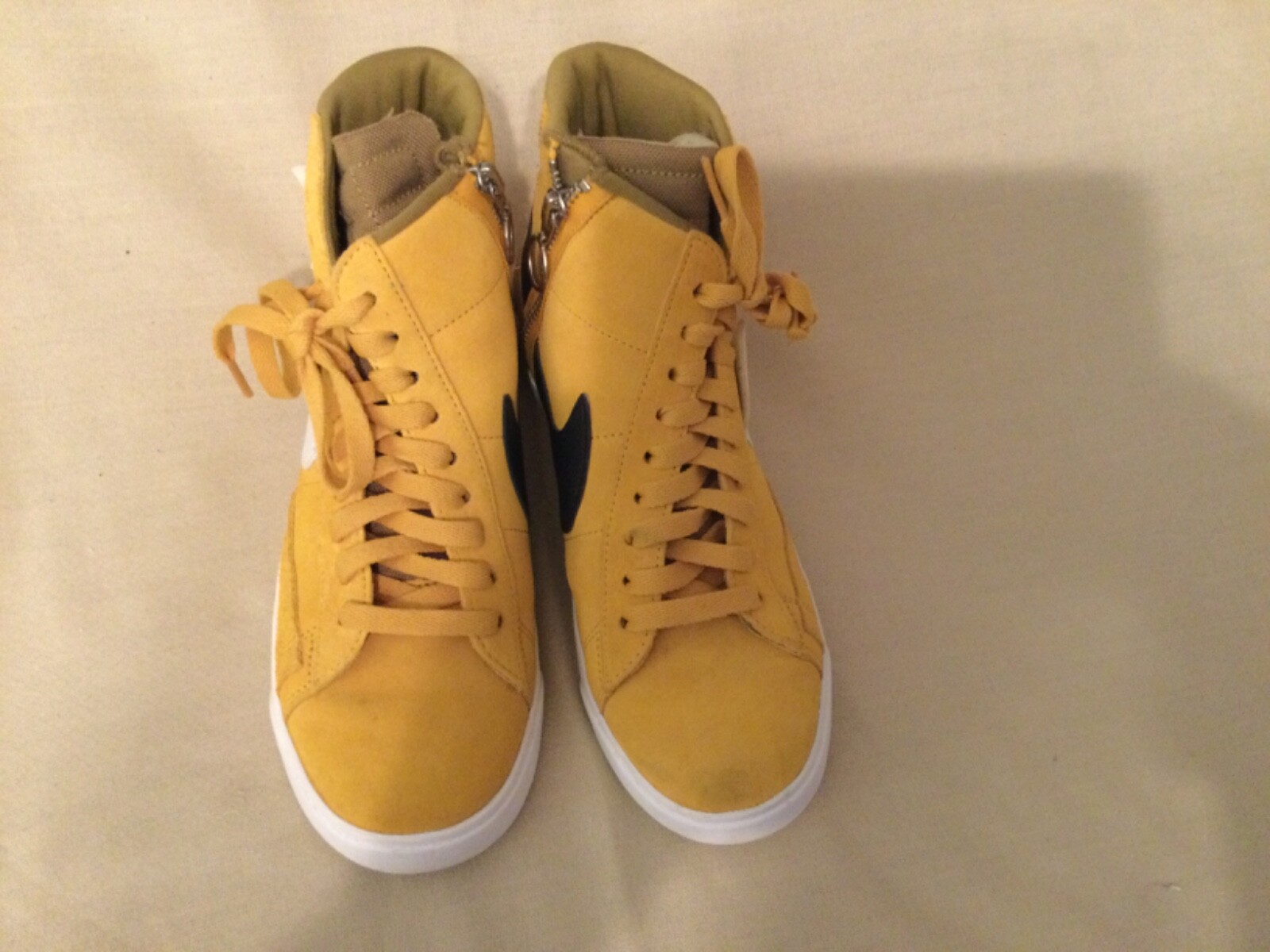 Nike Yellow Suede High Top Sneaker with Tie Up and Zi… - Gem