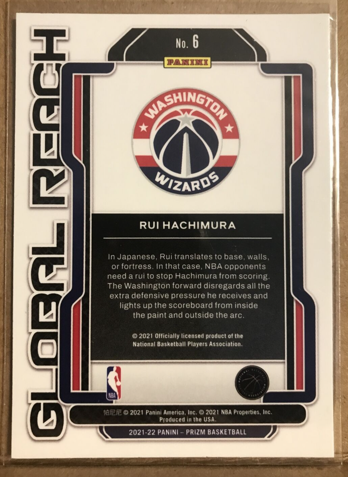 Rui Hachimura 2021-22 Panini Prizm Global Reach Card #6 Washington ...