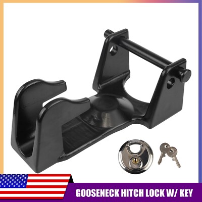 Gooseneck Trailer Hitch Lock w/ Key for RVs Heavy Trailers Livestock ...