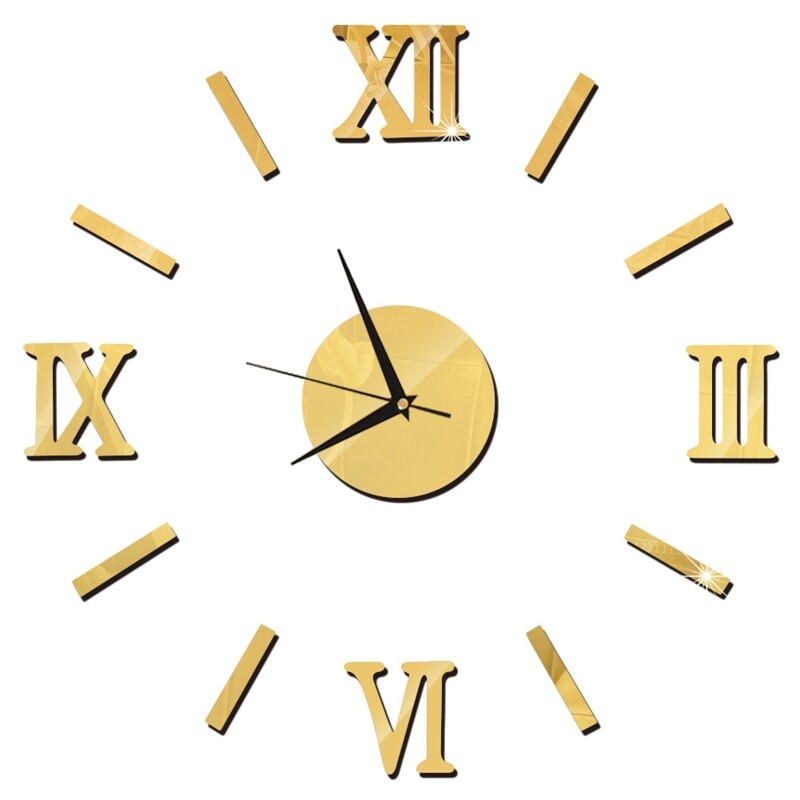 3D Wall Clock Sticker DIY Acrylic Roman Number Art Decal Wallpaper | eBay