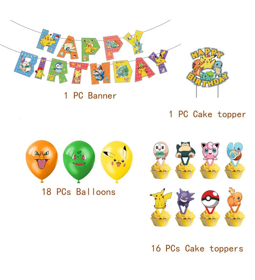 Cartoon Anime Theme Kids Birthday Party Decorate Supplies Set US Stock ...