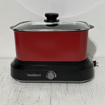West Bend 87906RHT 6 Quart Capacity Versatility Slow Cooker with Glass ...