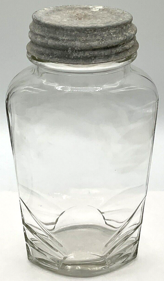 Vintage Unique 7.5x4 Sunrise or Sunset Glass Jar with Zinc Lid Storage ...