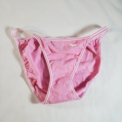 Victoria's Secret PINK Low Rise Double String Bikini Medium Pink White ...